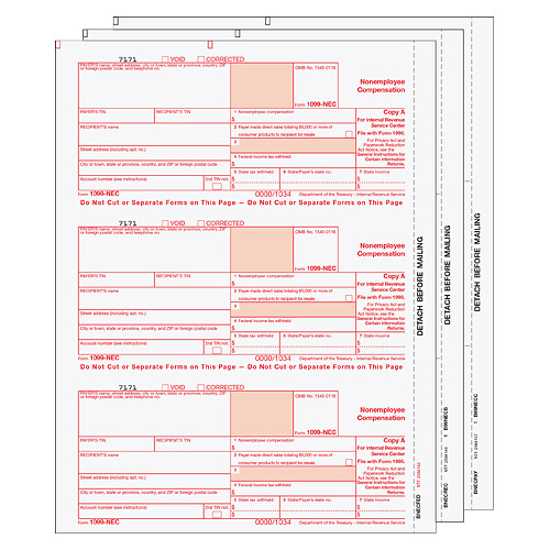 1099-NEC Laser 3 Part | Business Tax Forms | Walmart"